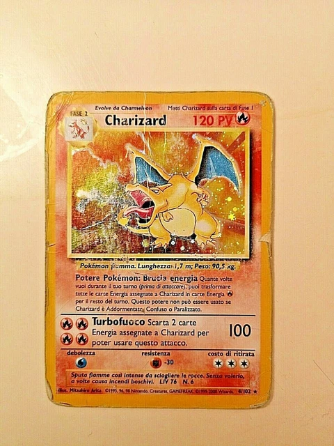 CHARIZARD HOLO POKEMON Card Set Base 4/102 Poor Condition Ita EUR 11,50 ...