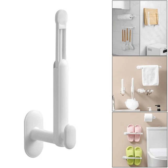 L-SHAPED STICKY WALL Hook Telescopic Storage Hanger Kitchen Bathroom ...