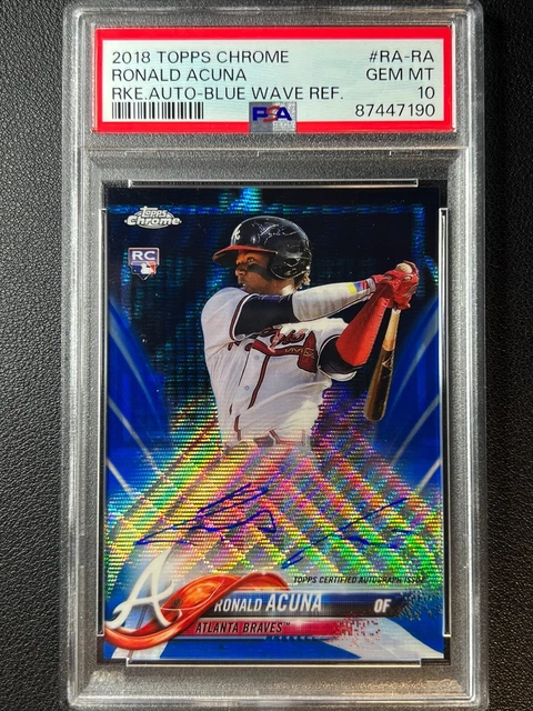 RONALD ACUNA JR. Psa 10 2018 Topps Chrome Blue Wave Refractor Rookie ...