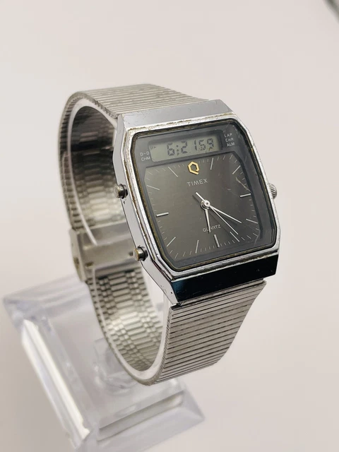 VINTAGE TIMEX V CELL Analog Digital Quartz Water Resistant Mens Watch ...
