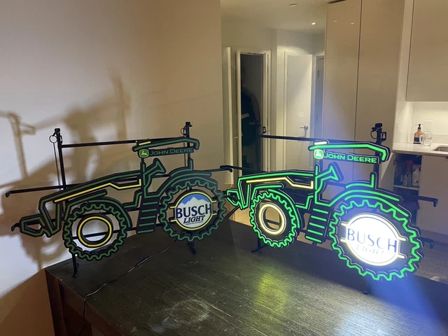 BIG JOHN DEERE Busch Light Farm Tractor LED Beer Bar Neon Sign With ...