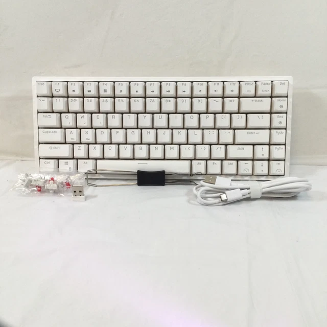 ROYAL KLUDGE RK84 White Portable Tri-Modes Mechanical Gaming Keyboard ...