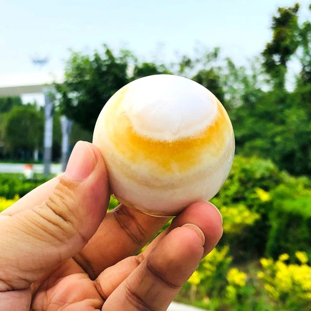 178G NATURAL YELLOW Calcite Orange Quartz Sphere Crystal Ball Healing ...
