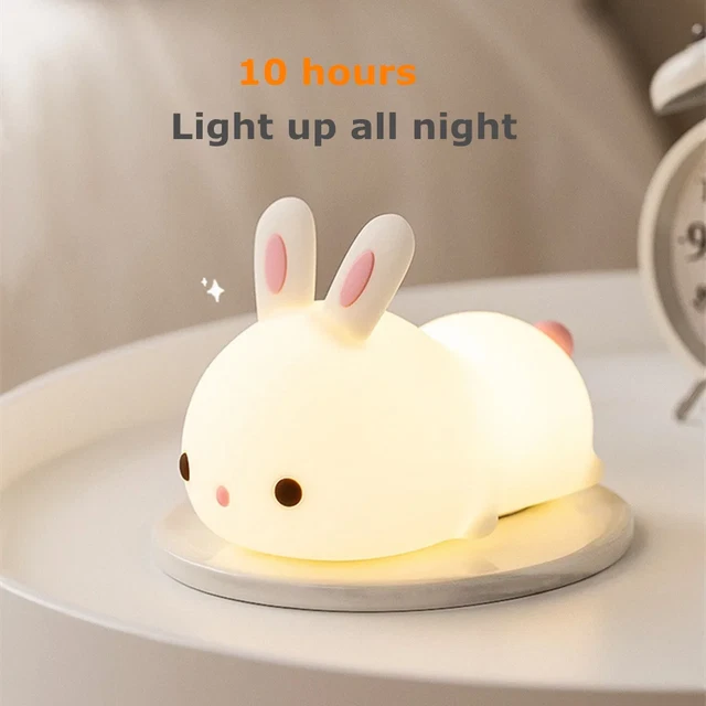 SQUISHY RABBIT NIGHT Light Touch Sensor RGB LED - USB Rechargeable Lamp ...