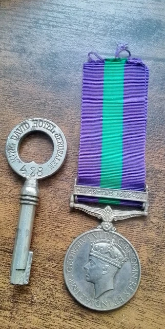 WW2 PALESTINE GENERAL Service Medal & King David Hotel Key to .. £299. ...
