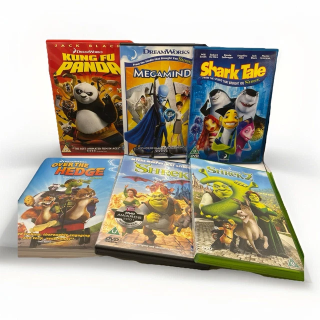 DREAMWORKS DVD BUNDLE x6 - Shrek 1 2. Shark Tale, Over The Hedge, Kung ...