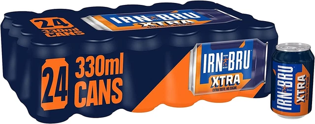 IRN-BRU XTRA 24 Fizzy Drinks 330ml Multipack Cans, XTRA Taste No Sugar ...