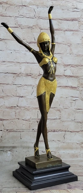 LARGE DIMITRI CHIPARUS Dancer Art Deco Bronze Sculpture Marble Base ...
