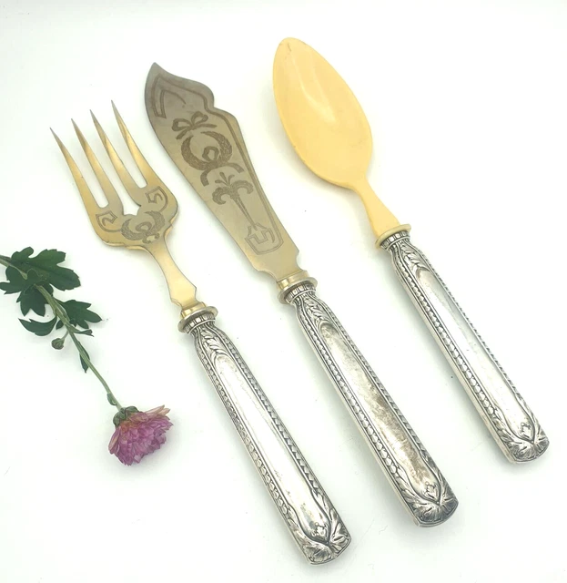 800ER SILBER VORLEGEBESTECK VERGOLDET Gabel Messer Löffel W. BINDER Jugendstil EUR 149,00 ...