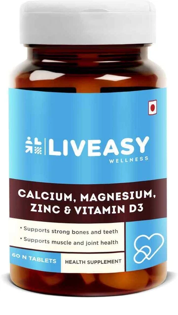 LIVEASY WELLNESS CALCIUM Magnesium Vitamin D3 &Zinc Bones&Dental Health ...