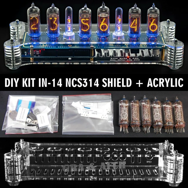 DIY KIT IN-14 Arduino Shield NCS314 Nixie Tubes Clock with Acrylic ...