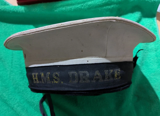 HMS DRAKE ROYAL Navy Cap - WW2 Era £20.48 - PicClick UK