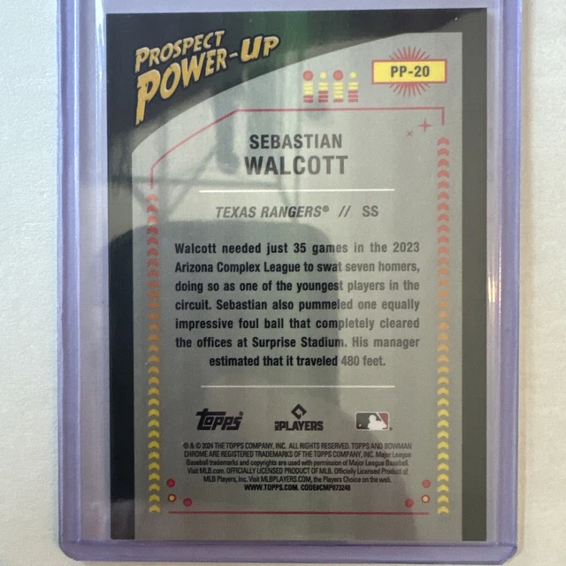 2024 BOWMAN CHROME baseball Sebastian Walcott Bowman power-up mini ...