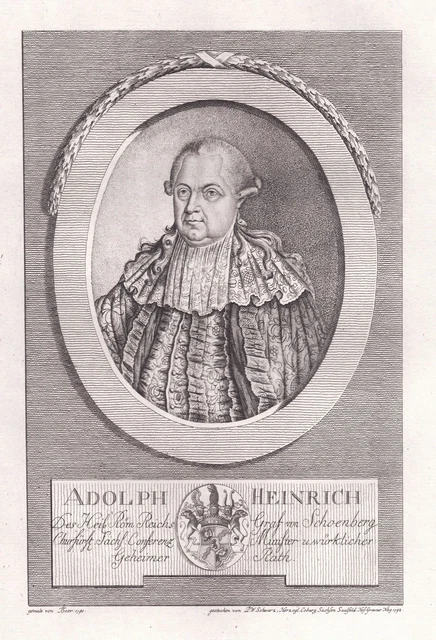 ADOLF HEINRICH GRAF De Schönberg Kursachsen Diplomat Secrète Rat ...