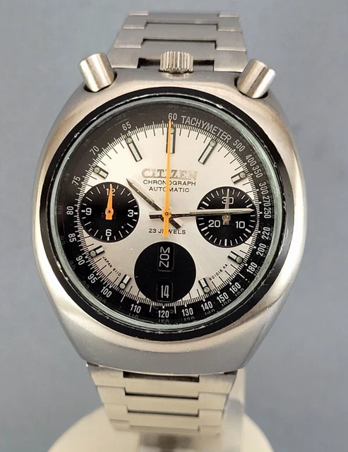 CITIZEN BULL-HEAD PANDA Chronograph 67-9011 Watch. 8110A w/ Day-Date ...