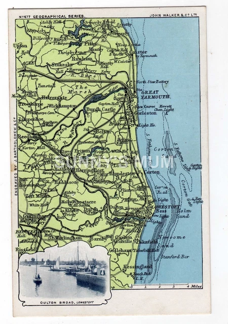 SUFFOLK, LOWESTOFT, OULTON Broad, Map, John Walker & Co., Ltd £9.99 ...