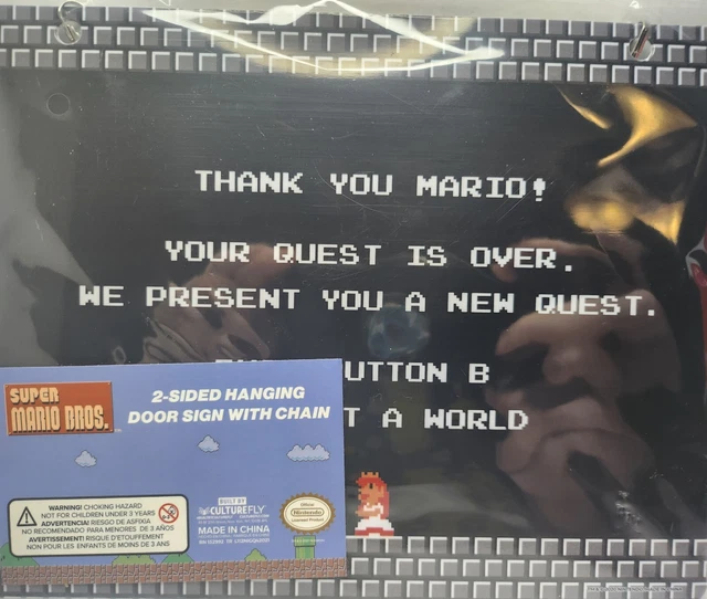 NINTENDO SUPER MARIO Bros Door Sign - Princess Is In Another Castle ...