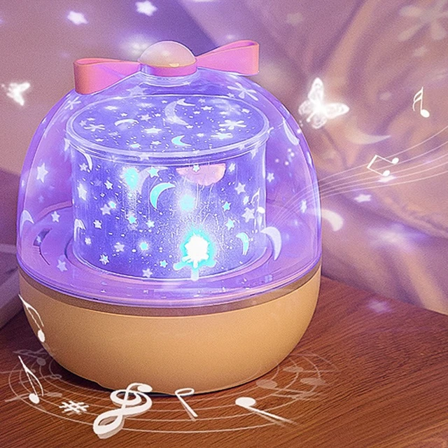 STAR PROJECTOR LIGHT Rechargeable Rotatable Cute Bow Bedroom Night ...