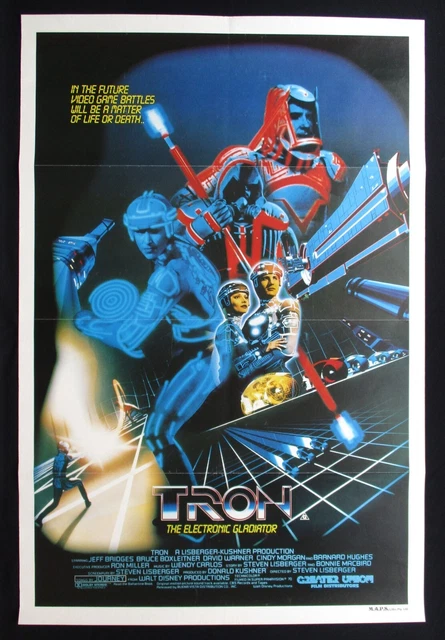 TRON 1982 ORIGINAL Australian movie poster Walt Disney video computer ...