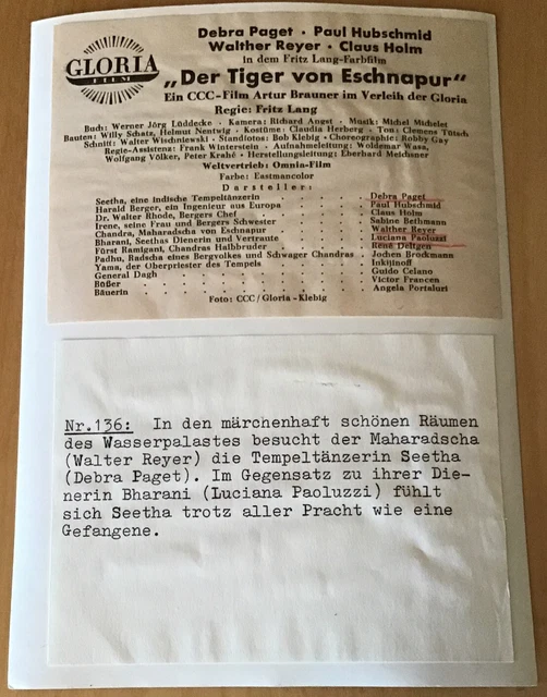 FRITZ LANG DER TIGER VON ESCHNAPUR Debra Paget Pressefoto #136 EUR 10 ...