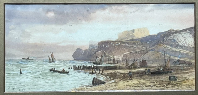 E LEWIS (EVELEEN Lewis) - Cornish / Devon Beach scene - Signed 1899 ...