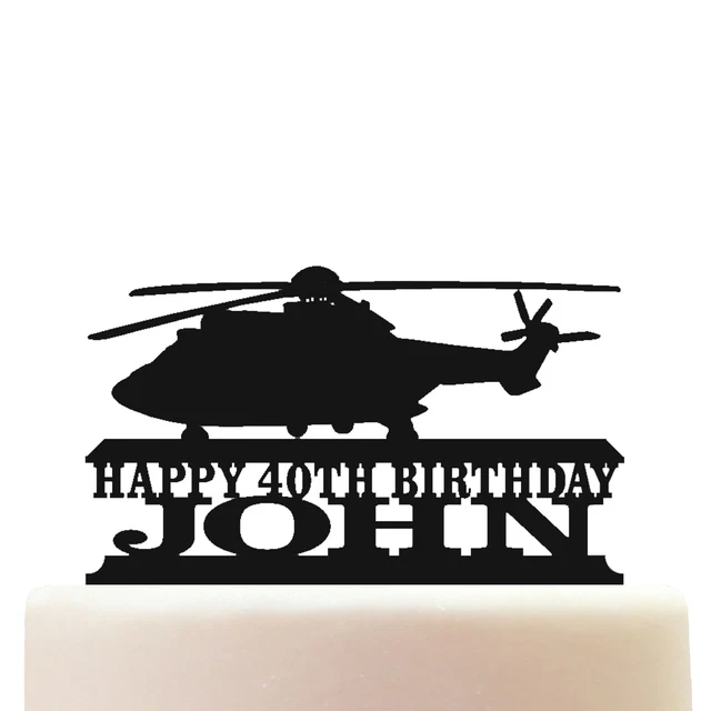 PERSONALISED ACRYLIC PUMA Military Helicopter Birthday Cake Topper ...