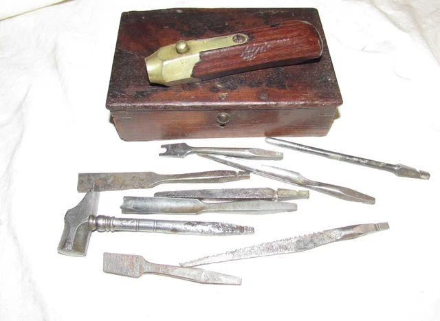 UNUSUAL / RARE 19thC gentlemans tool kit in box antique tool ...