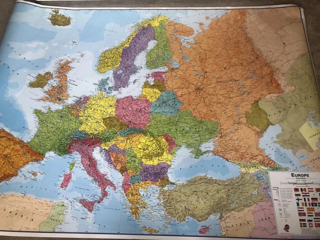 LARGE EUROPE WALL Map (political) Laminated - approx 138 cm (h) x 190cm ...