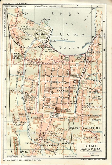 CARTA GEOGRAFICA ANTICA COMO Pianta della città 1914 Old antique map ...