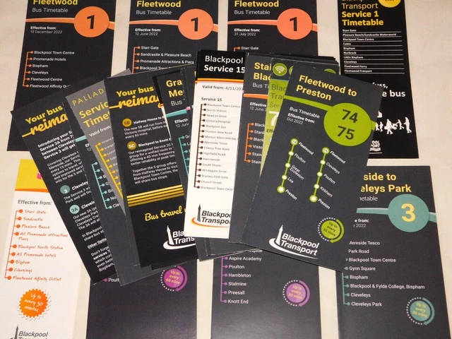 34 X BLACKPOOL TRANSPORT BUS TIMETABLES ALL DIFFERENT 2013 - 2023 EXC £ ...
