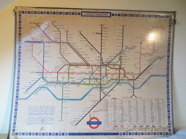 LARGE VINTAGE 1970S Tube map designed by Paul Garbutt mounted on ...