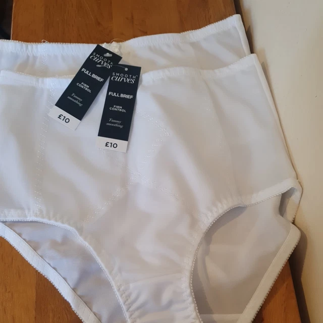 FIRM CONTROL FULL Brief Tummy Smoothing Knickers 12-14 (x2 White) Bon ...