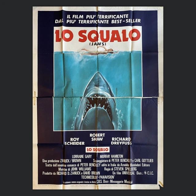POSTER MANIFESTO ORIGINALE 4F lo Squalo (1975) - Jaws - Spielberg, Roy ...