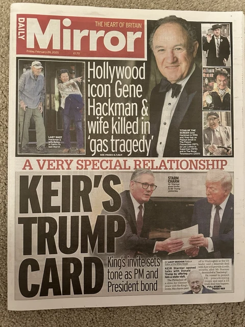 DAILY MIRROR 28TH February 2025 28/2/25 Gene Hackman Tribute £16.32 ...