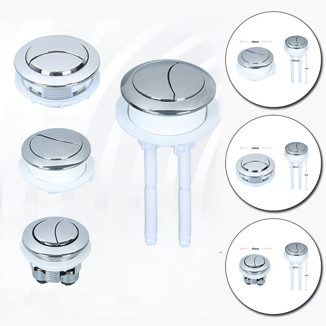 PLASTIC ROUND DUAL Flush Toilet Water Tank Push Buttons With 2Rod For ...