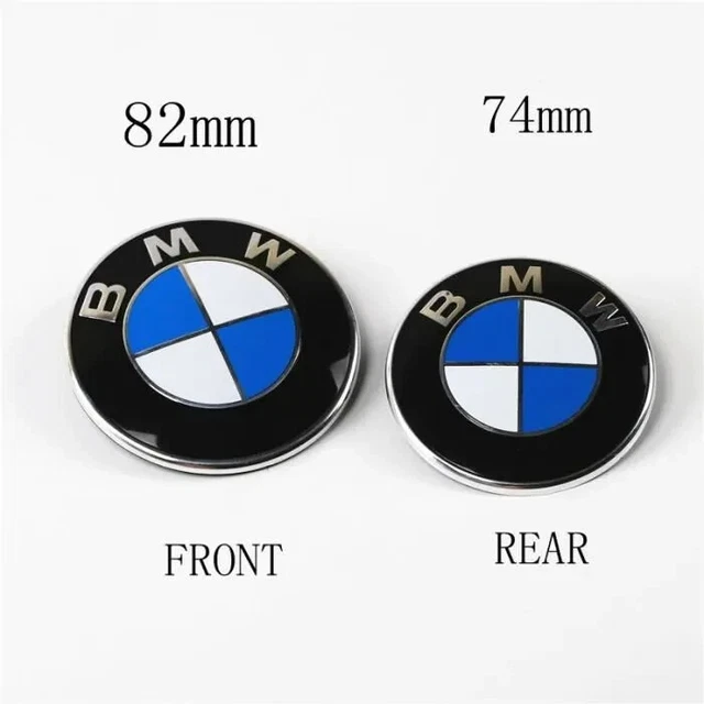 2X BMW INSIGNE logo Capot Emblème 74 et 82mm E46 E90 E92 E60 E34 E36 ...
