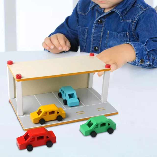 WOODEN PARKING LOT with Car Vehicle Role Play Toy for 3 Years Old ...