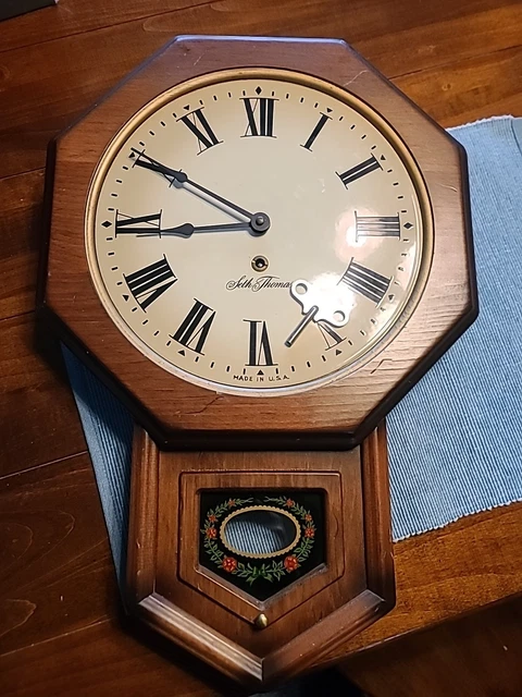 VINTAGE SETH THOMAS Golden Rule Clock Model Pendulum Wall Clock £46.08 ...