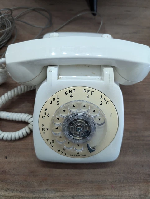 VINTAGE IVORY WHITE Automatic Electric Rotary Dial Telephone MCM £25.66 ...