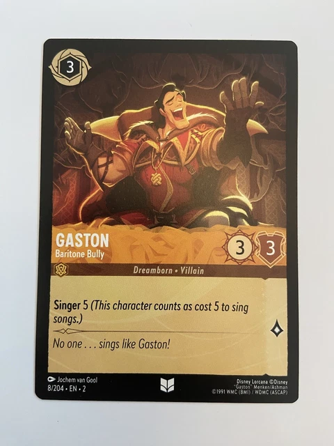 DISNEY LORCANA RISE Of The Floodborn Gaston Baritone Bully Uncommon 8/ ...