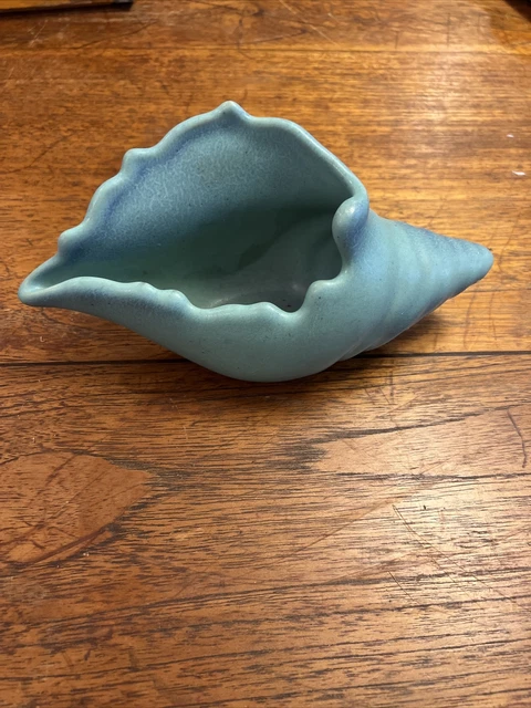 VINTAGE VAN BRIGGLE Blue Pottery Conch Sea Shell 9” Colorado Springs ...