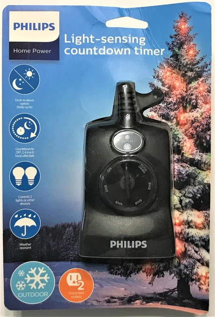 PHILIPS LIGHT SENSING Countdown Timer Outdoor Weather Resistant Dusk to ...
