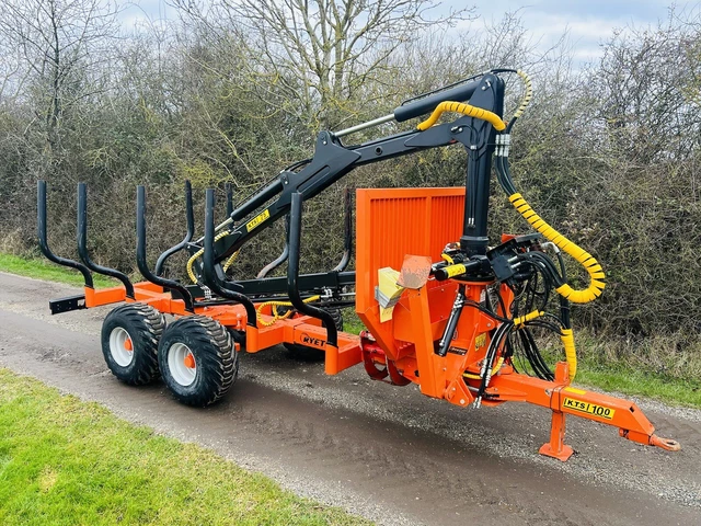 RYETEC KTS10.0 TIMBER Trailer With Kts7.5 Timber Crane For Tractor Vgc ...