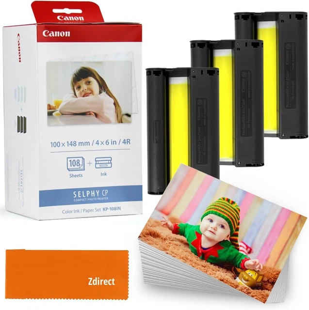 CANON KP-108IN INK 4"x6" Paper Set for Selphy CP910 CP1200 CP1300 ...
