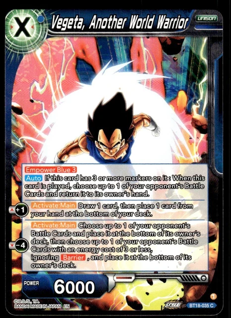 2022 DRAGON BALL Dawn of the Z-Legends Vegeta, Another World, Warrior #BT18-035 $1.35 - PicClick CA