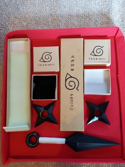 NARUTO COSPLAY ITEMS Plastic kunai and shuriken with display boxes £3. ...