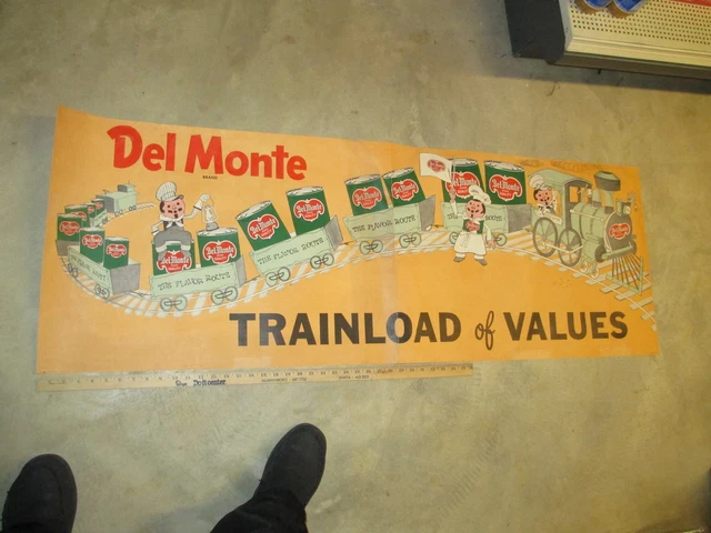 DEL MONTE 1960S store display sign cartoon train steam locomotive LARGE ...