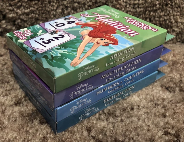 DISNEY PRINCESS LEARNING Flash Cards Addition Multiplication Numbers ...