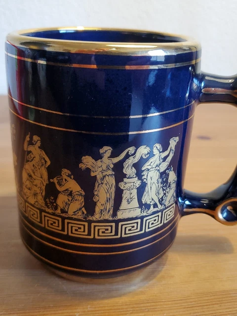 HAND MADE IN Greece 24k Gold Coffee or Beer Mug 16oz Ancient Greek Gods ...