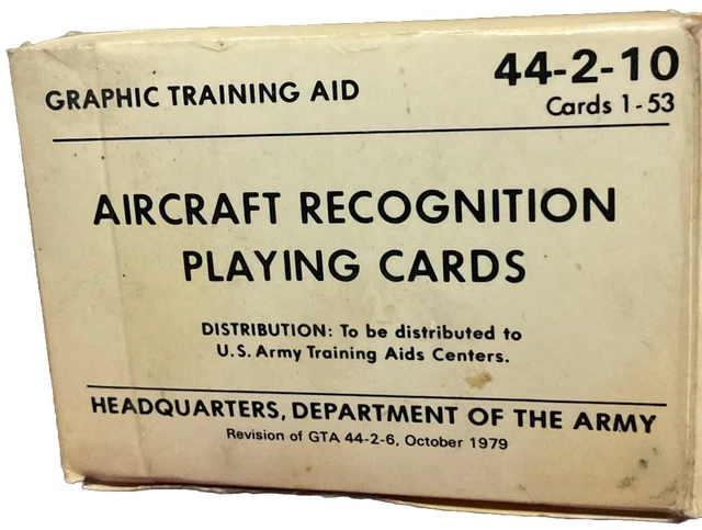 VINTAGE US ARMY AIRCRAFT RECOGNITION PLAYING CARDS GTA 44-2-10 October ...